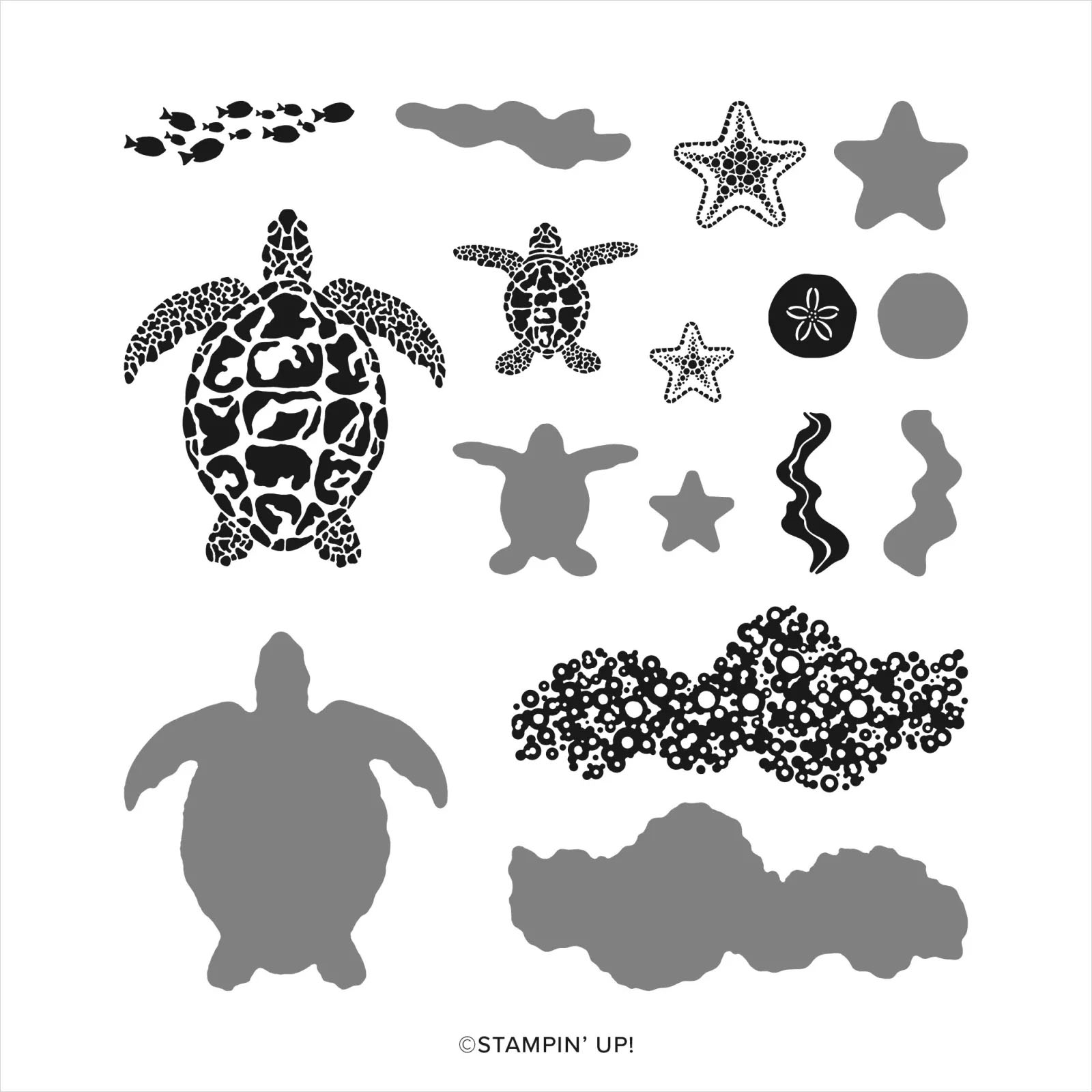 Underwater and Beach Landscapes with Reversible Sea Turtle Stamp Set ...